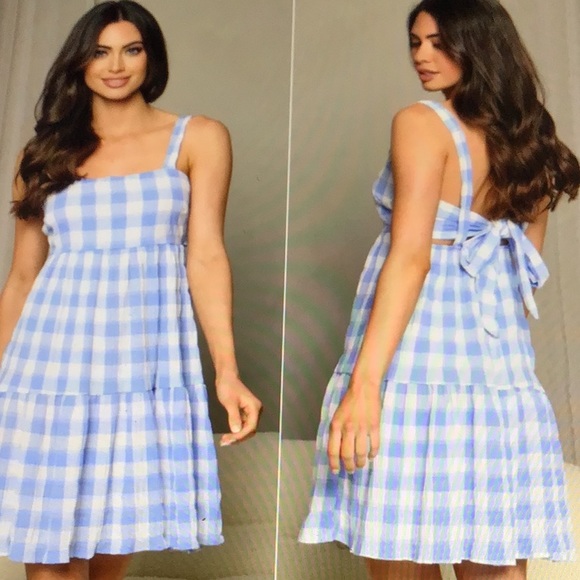 Dress Code L.A. | Dresses | New Usa Made Size L Blue White Check ...